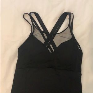 ALO Yoga | Tops | Alo Yoga Sheer Neck Cross Back Workout Top Xs | Poshmark
